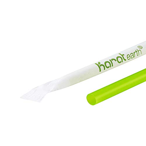 Karat Earth KE-C9230 (Green) 9" Giant PLA Straws (7mm) Paper Wrapped - Green (Case of 2500)