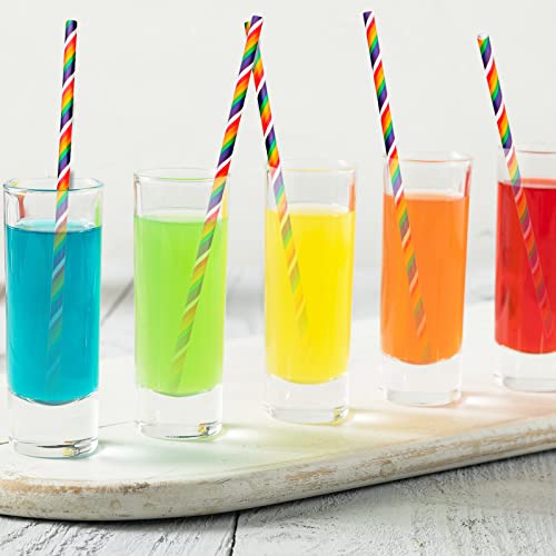 AnyDesign 250Pcs Rainbow Color Paper Straws 7.7 Inch Colorful Pride Party Disposable Drinking Straws for Pride Day Valentine¡¯s Day Birthday Baby Shower Wedding Anniversary Party Supplies Decoration