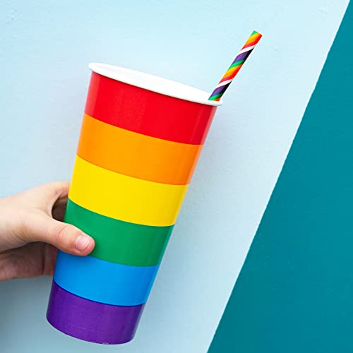 AnyDesign 250Pcs Rainbow Color Paper Straws 7.7 Inch Colorful Pride Party Disposable Drinking Straws for Pride Day Valentine¡¯s Day Birthday Baby Shower Wedding Anniversary Party Supplies Decoration