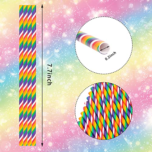 AnyDesign 250Pcs Rainbow Color Paper Straws 7.7 Inch Colorful Pride Party Disposable Drinking Straws for Pride Day Valentine¡¯s Day Birthday Baby Shower Wedding Anniversary Party Supplies Decoration