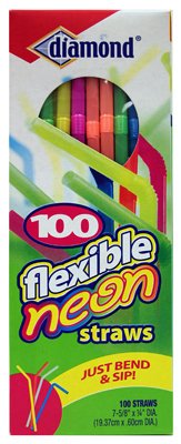 Diamond 41426-34158 Flexible Neon Straws44; 100 Count