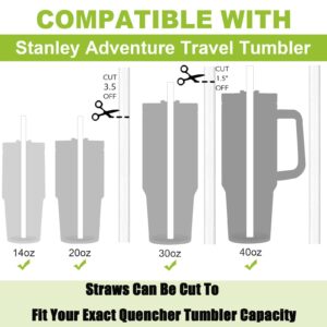 ZOFTBIGK Silicone Straw Replacement 40 oz for Stanley Adventure Travel Tumbler,6 Pcs Reusable Straws Silicone Straws with Cleaning Brush Compatible with Stanley 40oz Stanley Cup Stanley Water Jug.