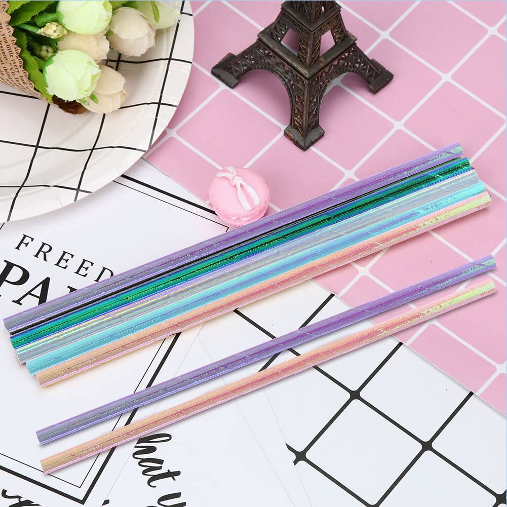 300 Pcs Paper Straws for Drinking Iridescent Party Straws Premium Disposable Drinking Paper Straws for Hawaiian Birthday Wedding Party Decoration