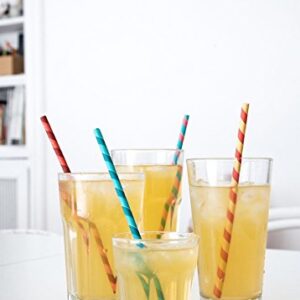 Kikkerland Biodegradable Party Stripes Paper Straws, Multicolored, Box of 144