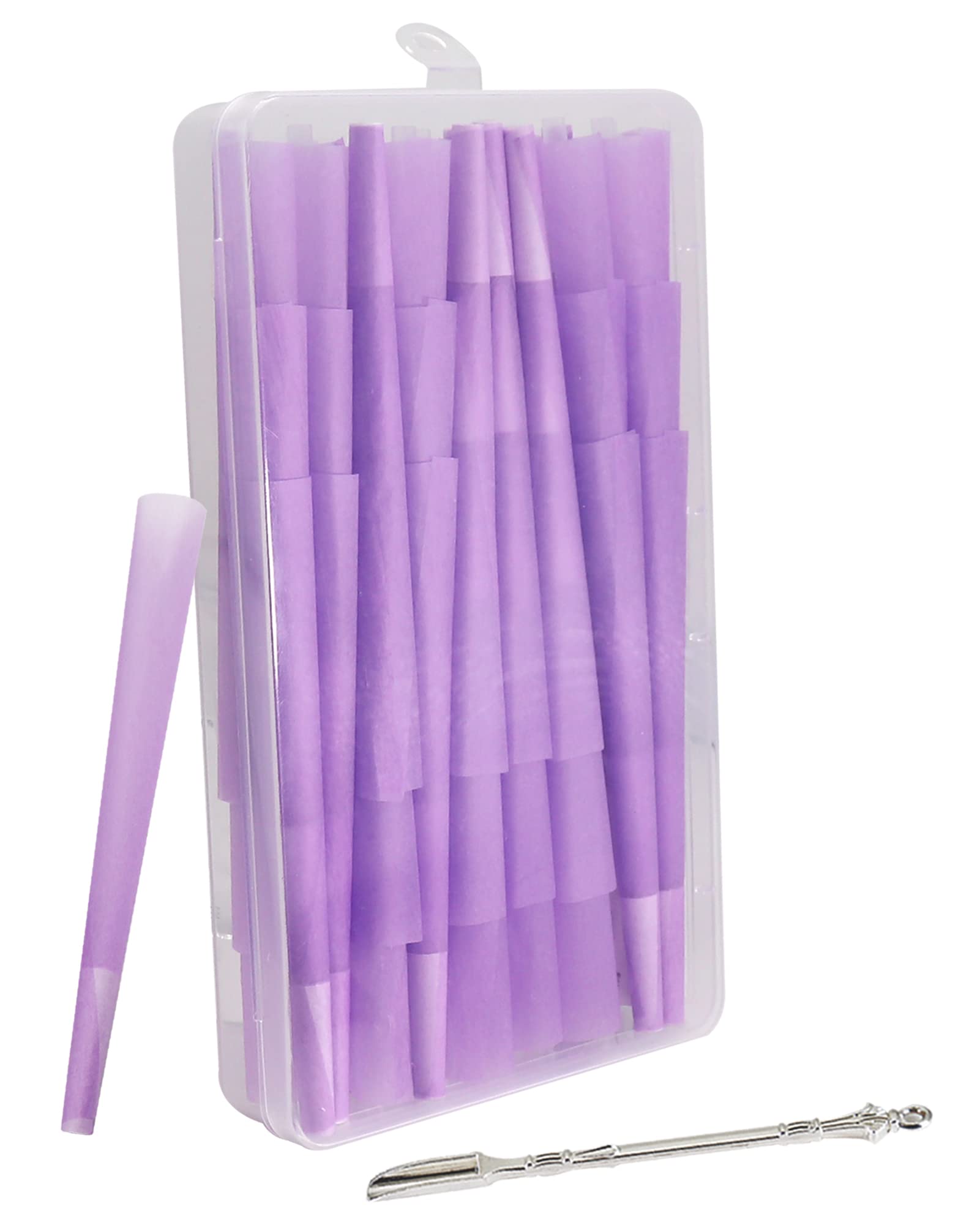 NIVESY 50 Pack 4 inch ConeRolls Paper Natural Paper and SpoonShape Tool Set (Purple)