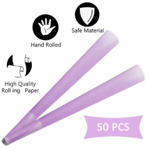 NIVESY 50 Pack 4 inch ConeRolls Paper Natural Paper and SpoonShape Tool Set (Purple)