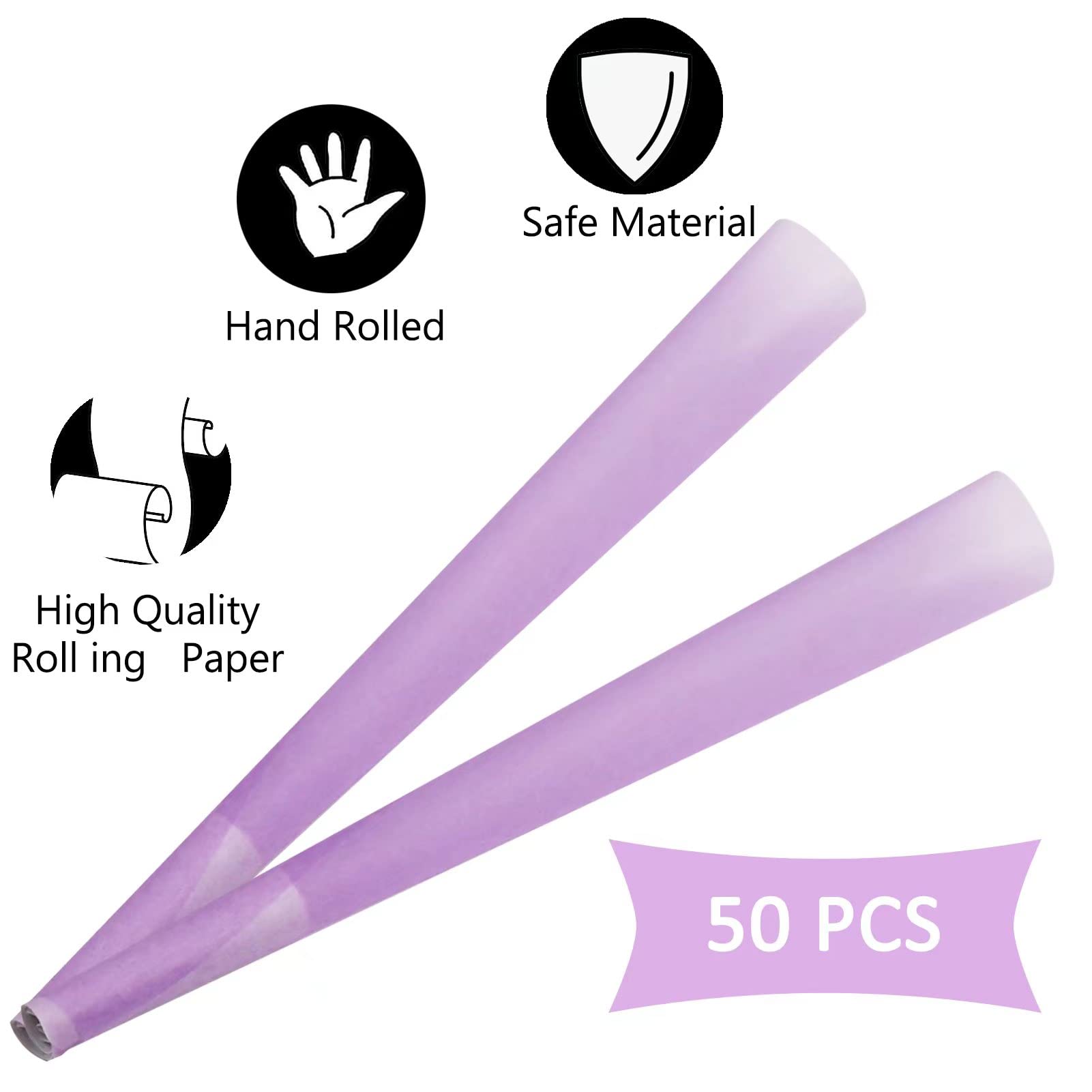 NIVESY 50 Pack 4 inch ConeRolls Paper Natural Paper and SpoonShape Tool Set (Purple)