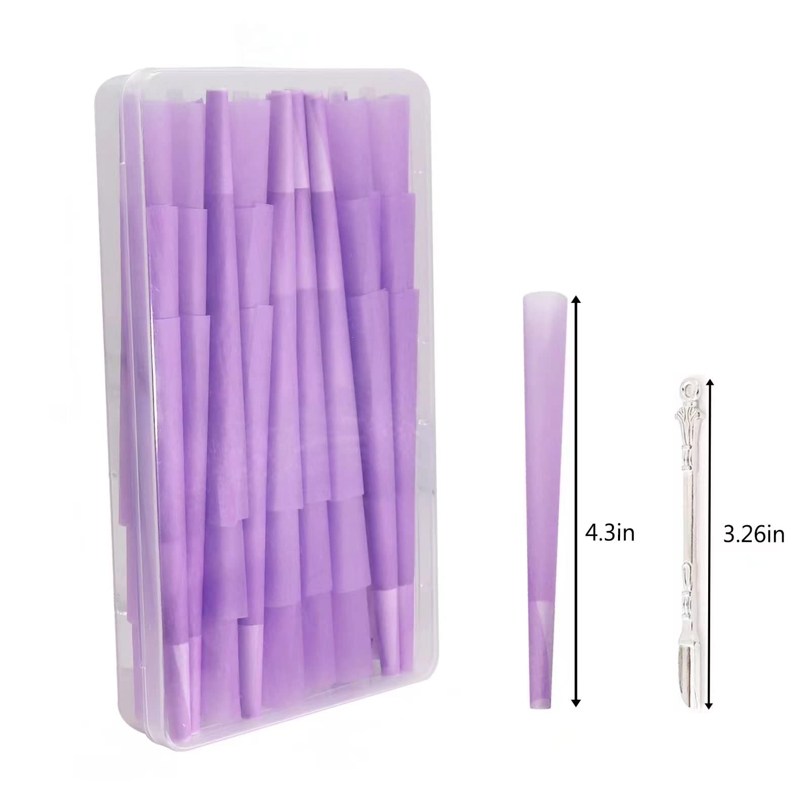 NIVESY 50 Pack 4 inch ConeRolls Paper Natural Paper and SpoonShape Tool Set (Purple)