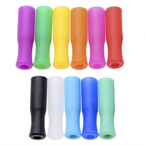 mini skater 11pcs multi color food grade silicone straws tips covers anti-scald/cold straws cover for 1/4 inch wide (6mm od) stainless steel straws,11 colors