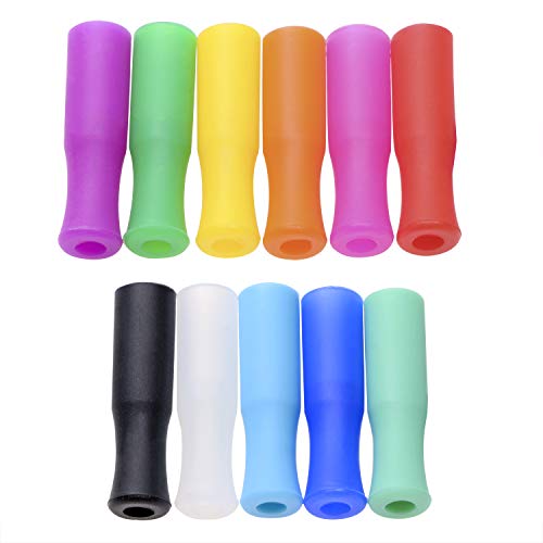 Mini Skater 11Pcs Multi Color Food Grade Silicone Straws Tips Covers Anti-Scald/Cold Straws Cover for 1/4 Inch Wide (6MM OD) Stainless Steel Straws,11 Colors