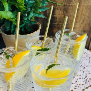 Pineapple and Gold Foil Paper Straws - Hawaiian Luau - 7.75 Inches - 100 Pack - Green Yellow Gold - Outside the Box Papers Brand