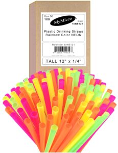 10ne121 mymicco - 150 giant 12" x 1/4" neon plastic straws - shakes, shakes - ships to you from ohio