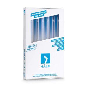 HALM Glass Straws - International Toast Edition - 6 Reusable Drinking Straws with "Cheers" in 6 different languages 20cm (8 in) - Prost, Salud - Made in Germany - Dishwasher Safe - Eco-Friendly