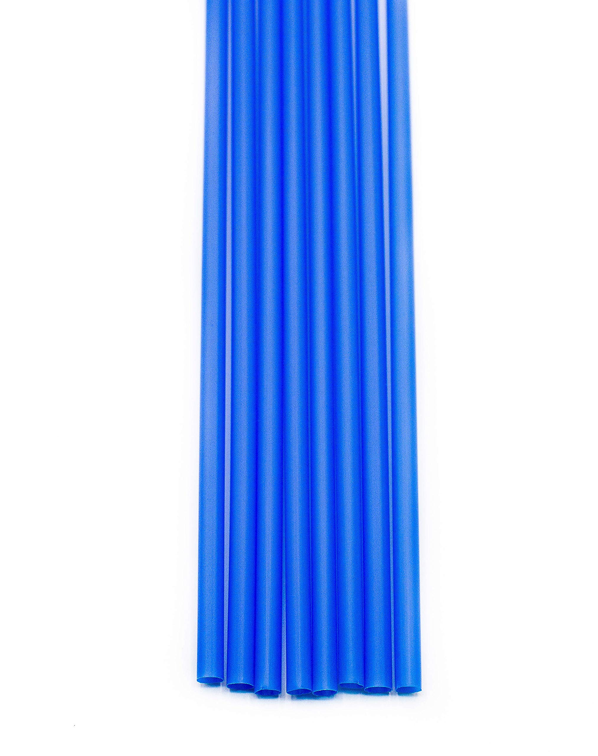 Made in USA Pack of 250 Unwrapped BPA-Free Plastic Slim Extra Long Drinking Straws (Blue - 18" X 0.21")