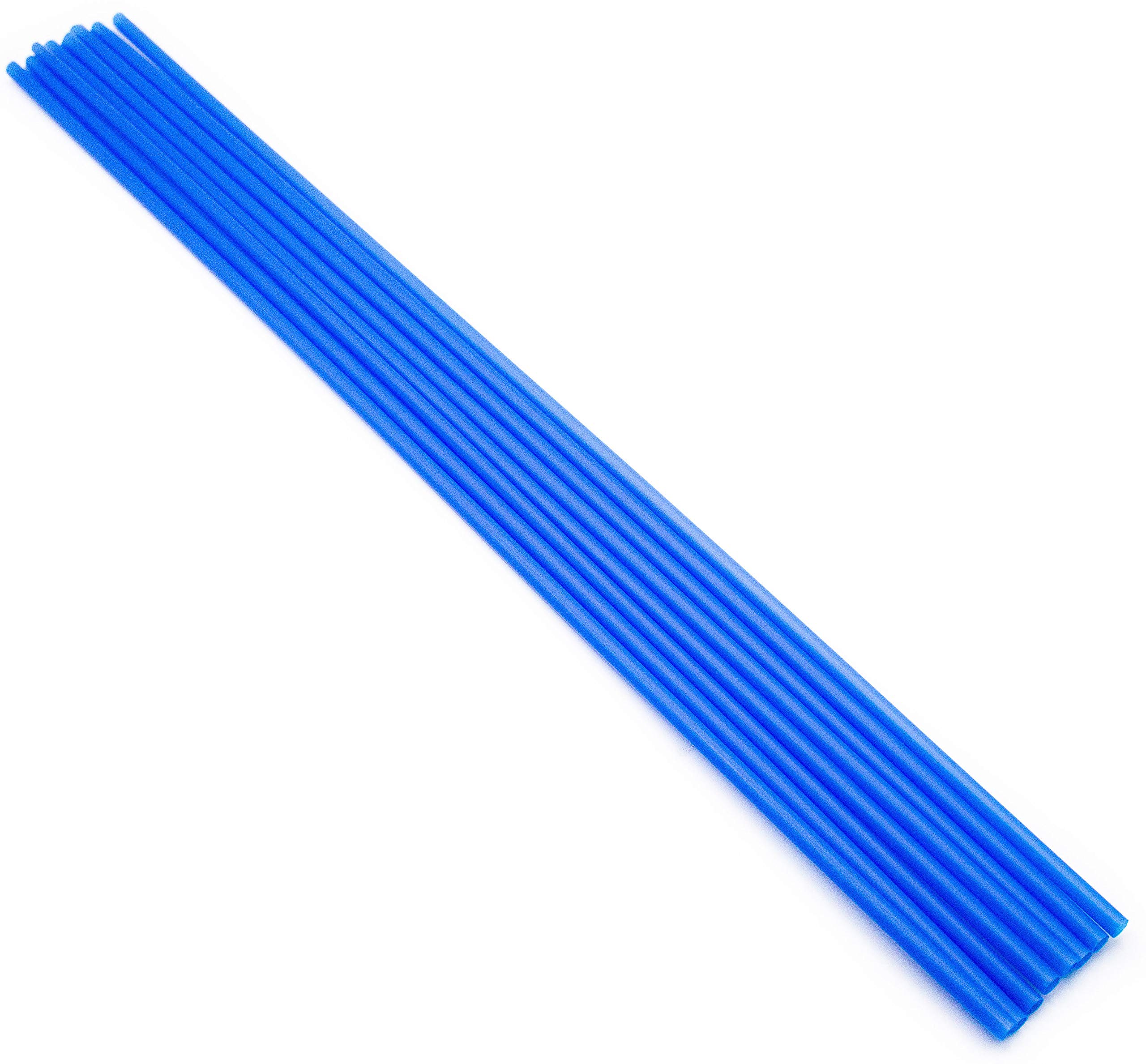 Made in USA Pack of 250 Unwrapped BPA-Free Plastic Slim Extra Long Drinking Straws (Blue - 18" X 0.21")