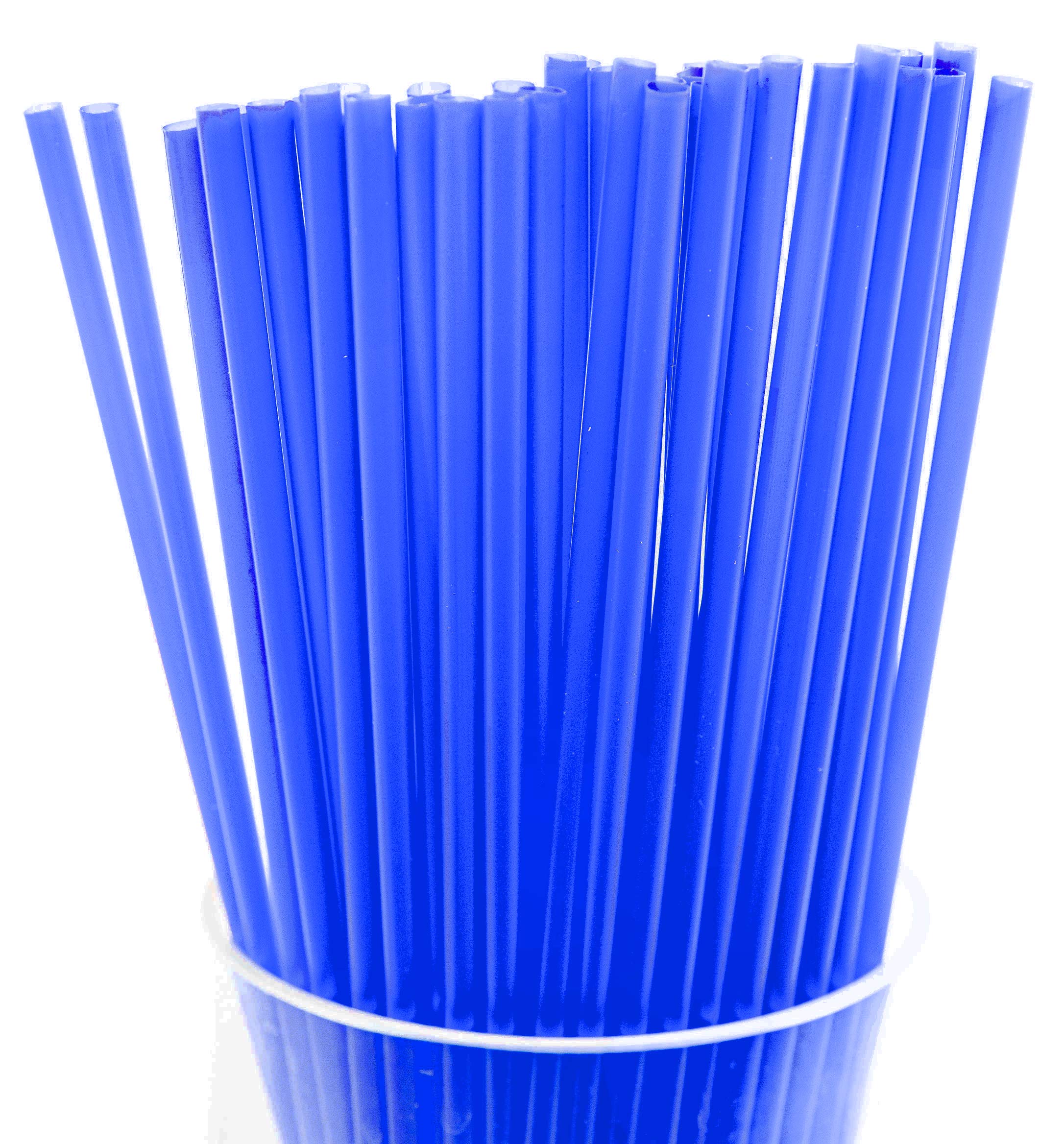 Made in USA Pack of 250 Unwrapped BPA-Free Plastic Slim Extra Long Drinking Straws (Blue - 18" X 0.21")