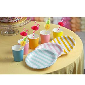 Flamingo Pineapple Honeycomb Ball Paper Straws 3D Decoration Striped Straw for Birthday Baby Shower Theme Party Table Decor 50PCS