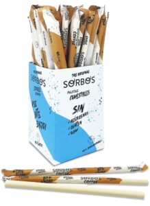 sorbos edible straws, coffee flavored, sustainable, individually packaged, no plastic, no allergens, no gluten, no pfas, eco friendly, 7.4 inches long (pack of 200)