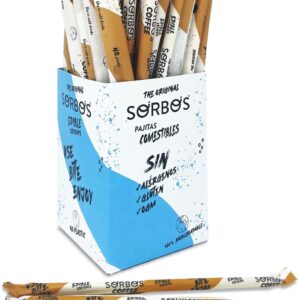 Sorbos Edible Straws, Coffee Flavored, Sustainable, Individually Packaged, No Plastic, No Allergens, No Gluten, No PFAS, Eco Friendly, 7.4 inches long (Pack of 200)