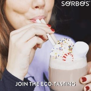 Sorbos Edible Straws, Coffee Flavored, Sustainable, Individually Packaged, No Plastic, No Allergens, No Gluten, No PFAS, Eco Friendly, 7.4 inches long (Pack of 200)