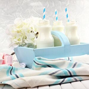 Outside the Box Papers Light Blue and Silver Stripe and Chevron Paper Straws 7.75 Inches 100 Pack Light Blue, Silver, White