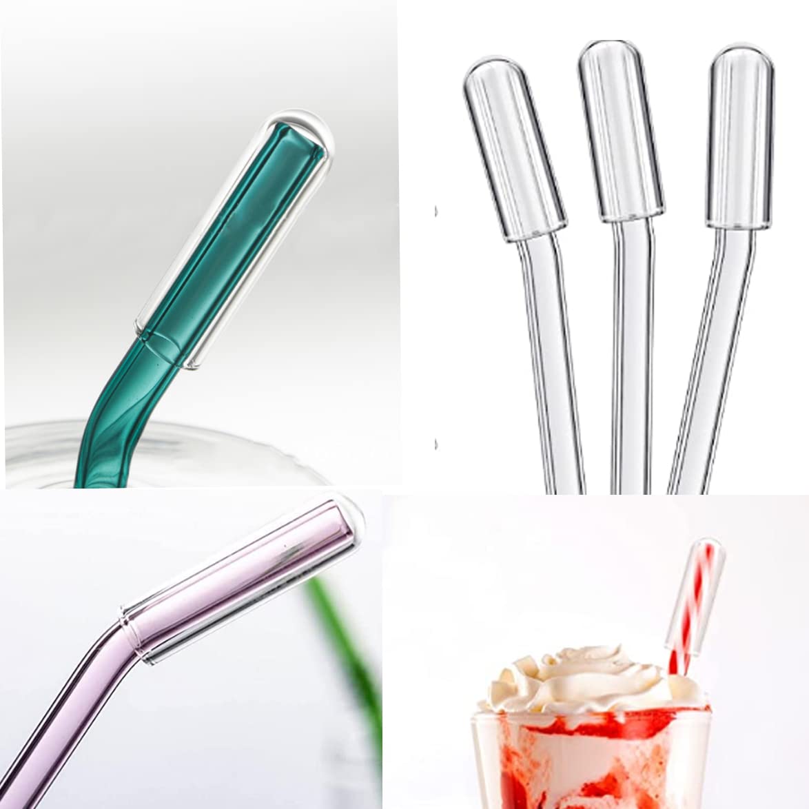 YHXiXi 10PCS 12mm Transparent Glass Straw Cover, Glass Straw Tip, Reusable Drinking Straw Tip, Drinking Straw Cap, Dust-Proof Straw Plug, Glass Straw Cover Tip