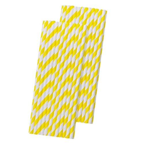 CHDHALTD 25pcs/Pack Paper Disposable Straws, Natural Eco Friendly Biodegradable Straws for Wedding,Party Disposable Straws(Yellow)