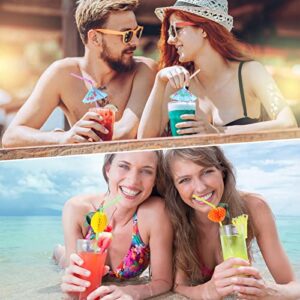 [100 Pcs] Fruit Cocktail Drink Umbrella Straws - Disposable Party Drink Umbrella Hawaiian Straws Luau Party Decorations Supplies