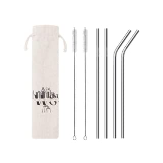 Set of 4 Reusable Metal Straws (gold)