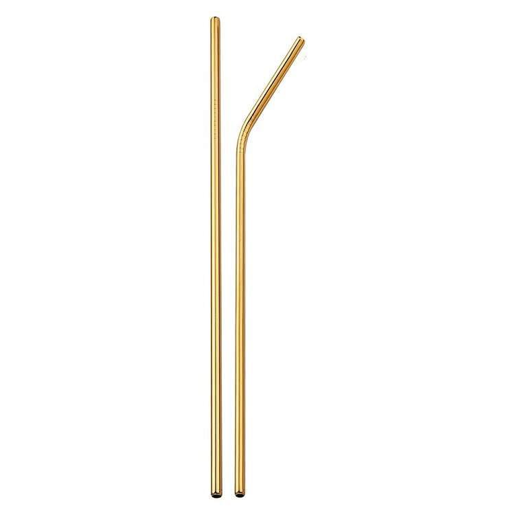 Set of 4 Reusable Metal Straws (gold)