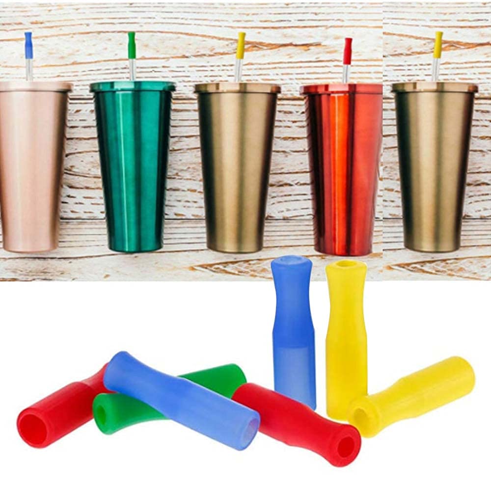 20 Pcs Silicone Straw Tips, Reusable Teeth Protectors Durable Metal Straws Tips Covers, Prevent Scald Straw Covers Fit for 6mm Wide Stainless Steel Straws