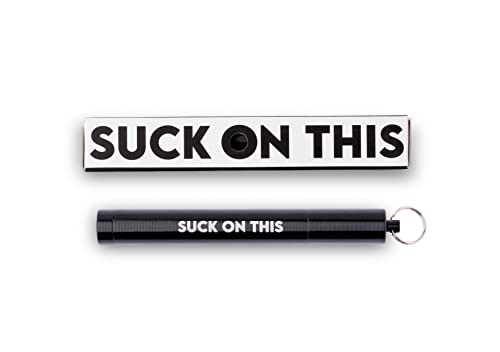 "Suck On This" Reusable Metal Straws, A sarcastic and eco-friendly gag gift (Black)