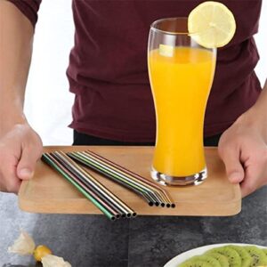 InfantLY Bright 3Pcs Multicolor Stainless Steel Metal Drinking Straw Reusable Straws + 1 Cleaner Brush Kit