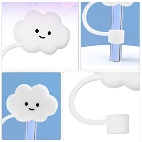 2PCS Silicone Straw Tips Cover, Cloud Shape Silicone Straw Plugs for Reusable Straws Cloud Shape Straw Protector