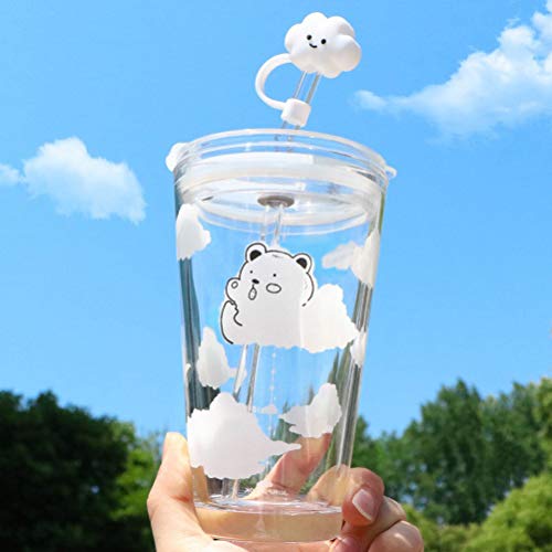 2PCS Silicone Straw Tips Cover, Cloud Shape Silicone Straw Plugs for Reusable Straws Cloud Shape Straw Protector