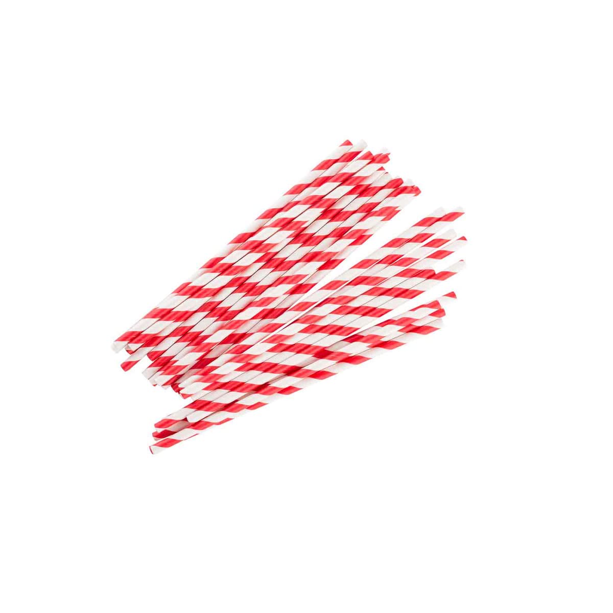 Tablecraft Coca-Cola branded 7.75" (6mm) Paper Straws, Red and White Stripe, Pack of 100