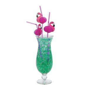 oriental trading company otc 48 flamingo straws/luau party table decor/cardboard/tissue flexi-straws/4 dozen tropical drinks