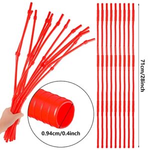 24 Pieces Flexible Drinking Straws Extra Long Plastic Straws for Camping Limited Mobility Situations Dishwasher, Red (28 Inches)