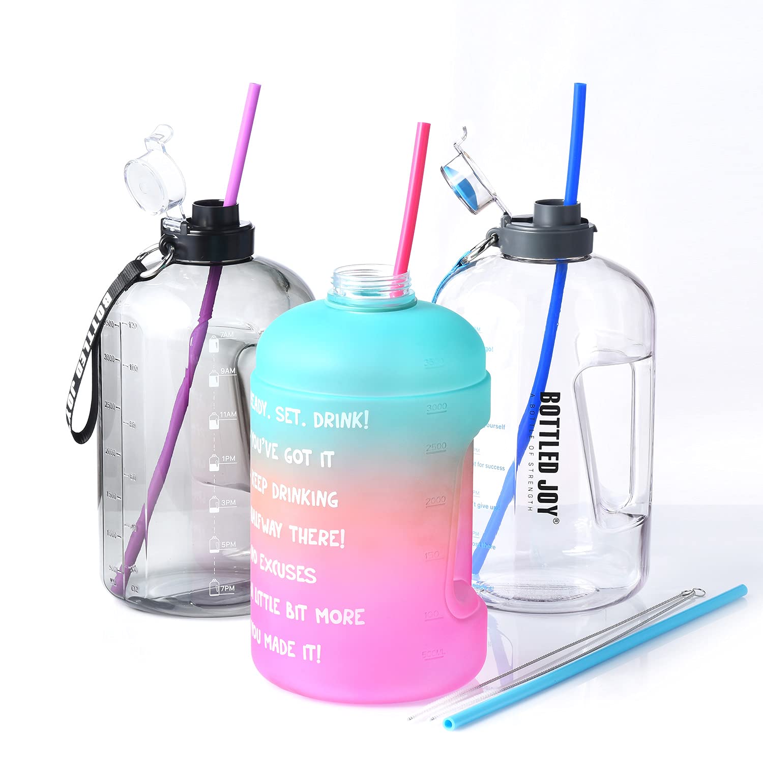 ALINK 15 inch Extra Long Silicone Straws + 2 Black Silicone Boba Straws 8 Smoothie Straws