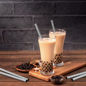 Kiemeu Metal Boba Straws Reusable, Bubble Tea Straws Reusable, Jumbo Smoothie Straws Reusable