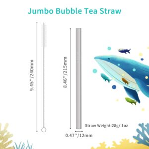 Kiemeu Metal Boba Straws Reusable, Bubble Tea Straws Reusable, Jumbo Smoothie Straws Reusable