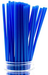 made in usa pack of 250 unwrapped bpa-free plastic slim drinking straws (blue - 10" x 0.21")