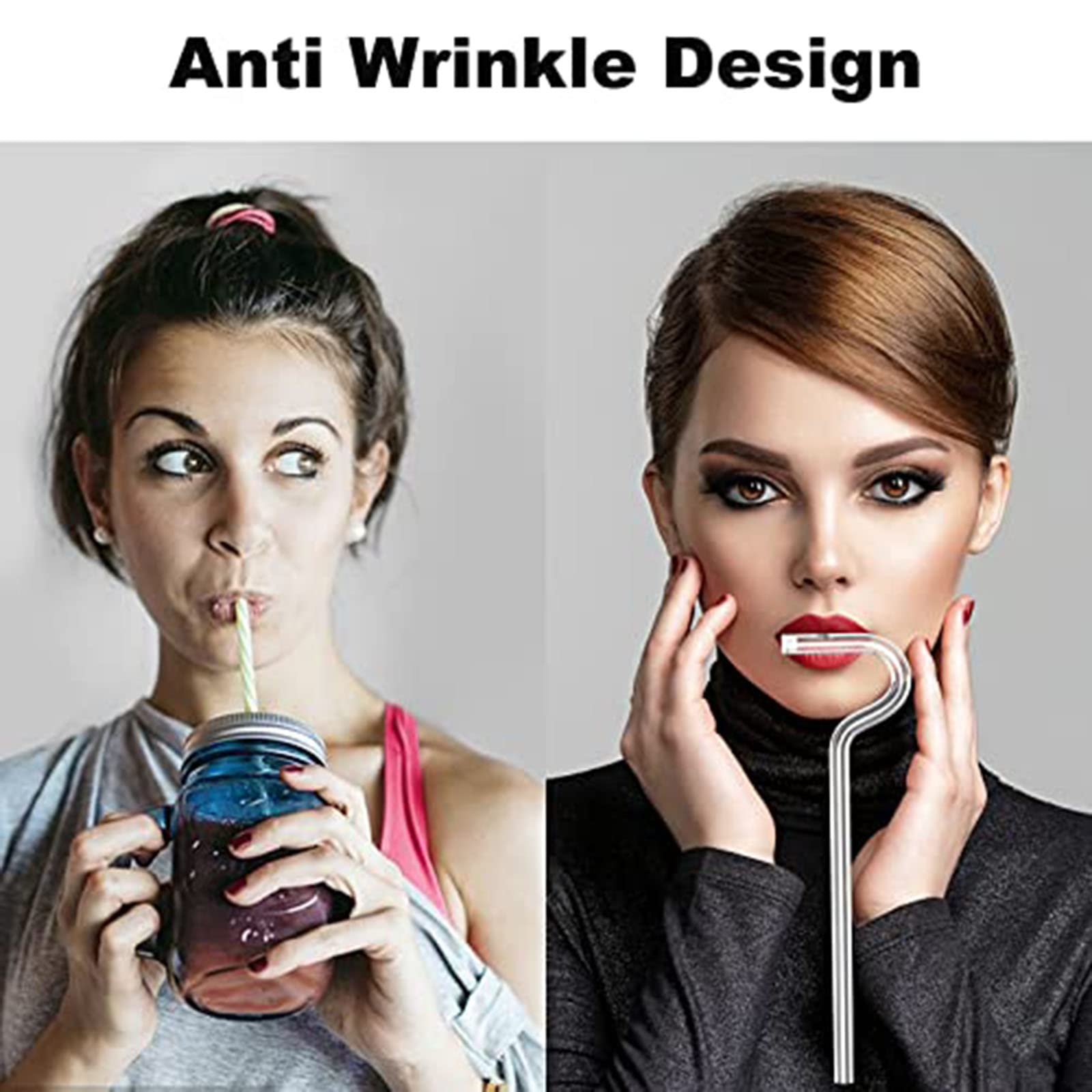 Reusable Anti Wrinkle Straw, Drinking Glass Straws Lip Wrinkle for Stanley Cup, Set of 2 Anti Lip Wrinkle Straw and 1 brush