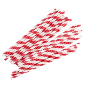 TableCraft 10109 Coca-Cola Red & White Striped Straws (Unwrapped), Pack of 100