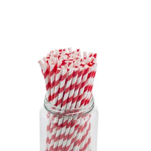 TableCraft 10109 Coca-Cola Red & White Striped Straws (Unwrapped), Pack of 100