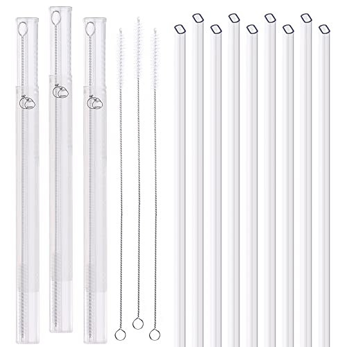 AYOYO 10.5 Inch 9 Pack Clear Acrylic Plastic Straws Portable Reusable Straw For 19 OZ - 30 OZ Coffee Cups Mason Jar Tumblers With 3 Piece Telescopic Case/3 Piece Cleaning Brush