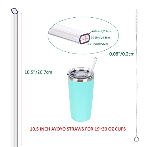 AYOYO 10.5 Inch 9 Pack Clear Acrylic Plastic Straws Portable Reusable Straw For 19 OZ - 30 OZ Coffee Cups Mason Jar Tumblers With 3 Piece Telescopic Case/3 Piece Cleaning Brush