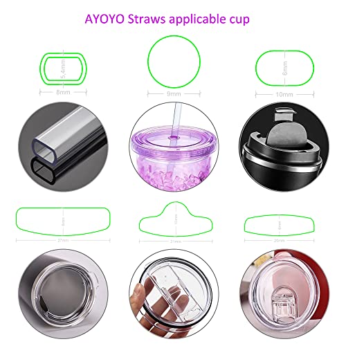 AYOYO 10.5 Inch 9 Pack Clear Acrylic Plastic Straws Portable Reusable Straw For 19 OZ - 30 OZ Coffee Cups Mason Jar Tumblers With 3 Piece Telescopic Case/3 Piece Cleaning Brush