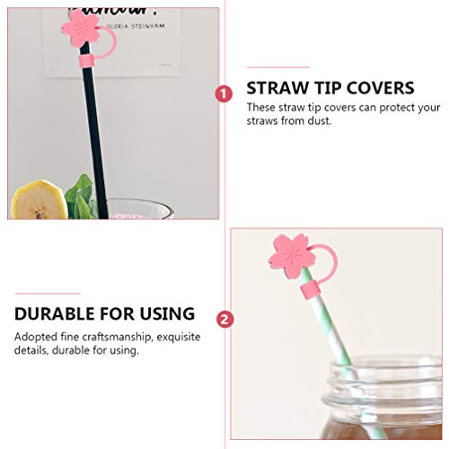 Healifty 8pcs Silicone Straw Tips Cover Reusable Drinking Straw Tips Lids Dust- proof Straw Plugs Cap Protector Airtight Seal Proof (Sweet Pink Series)