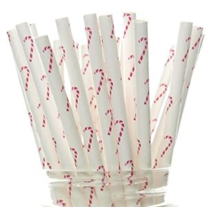 Candy Cane Straws, Christmas Party Supplies (25 Pack) - Holiday Straws, Red & White Christmas Straws, Winter Christmas Dinner Straws, Santa Clause Red Candy Cane Striped Straws